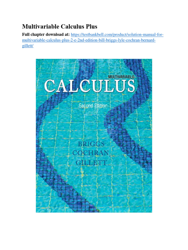 Solution Manual For Multivariable Calculus Plus 2 e 2nd Edition Bill ...