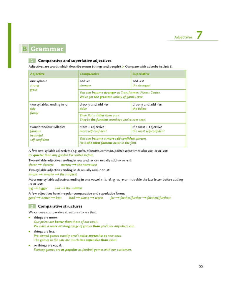 GFF Unit 7 Adjectives | PDF