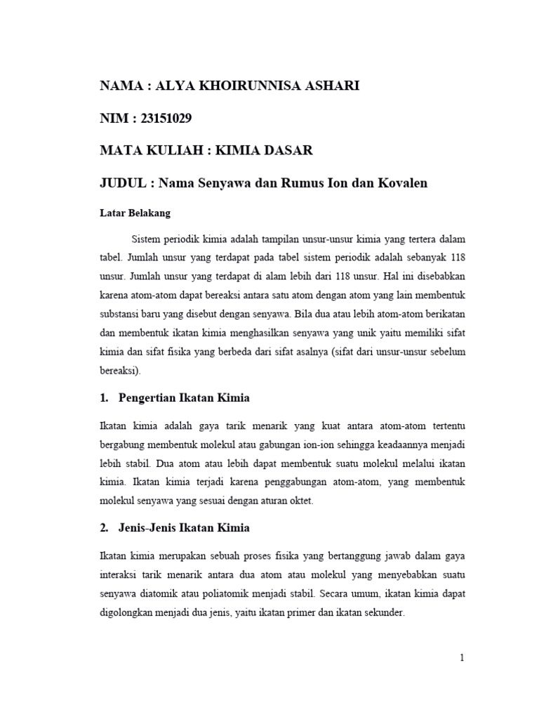 Tugas Ikatan Kimia Alya Ka | PDF