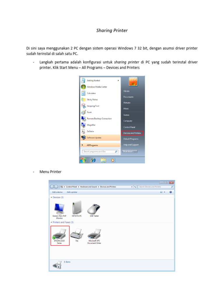 Cara Sharing Printer di Windows 7 | PDF | Komputer