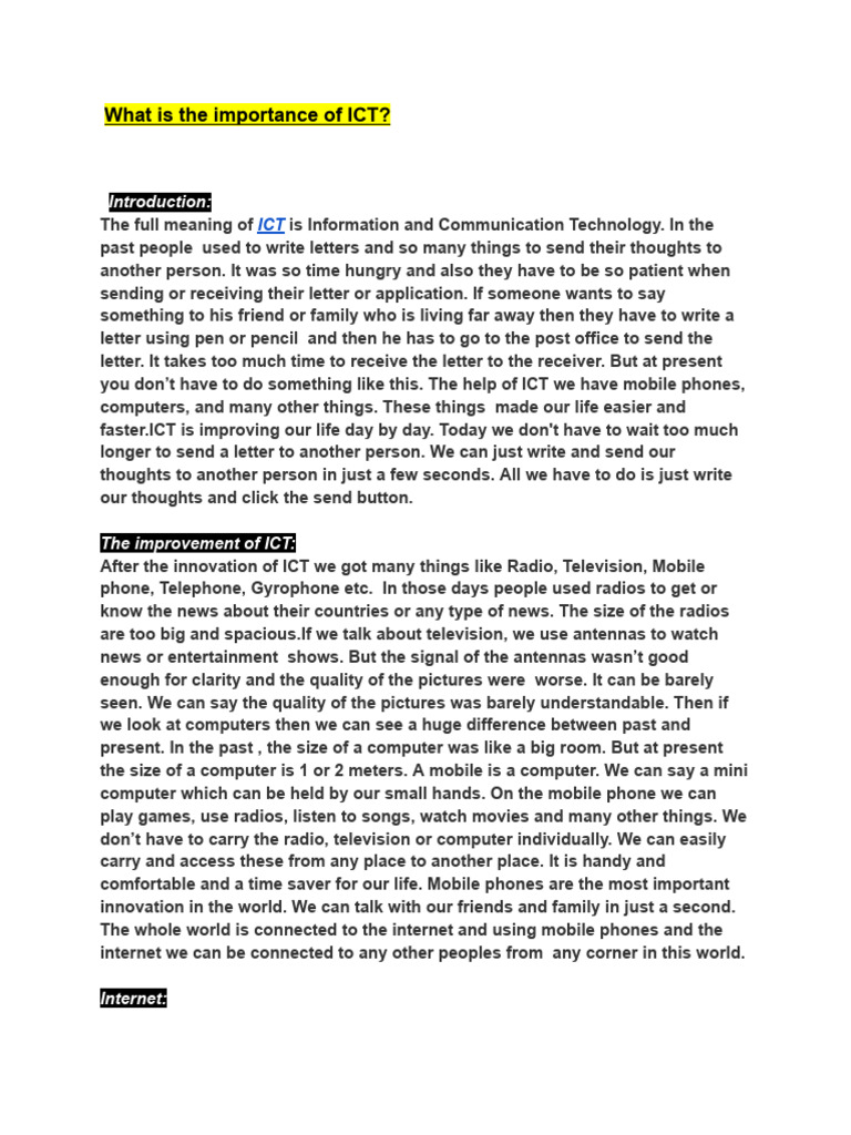 What Is The Importance of ICT | PDF | Educational Technology ...