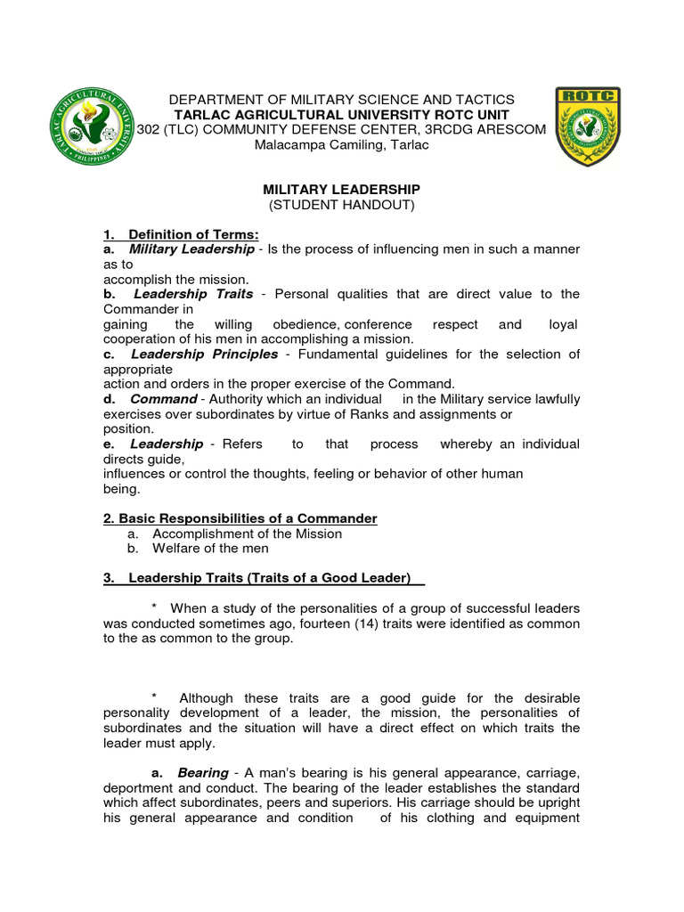 Military Leadership Traits and Principles | PDF | Leadership | Knowledge