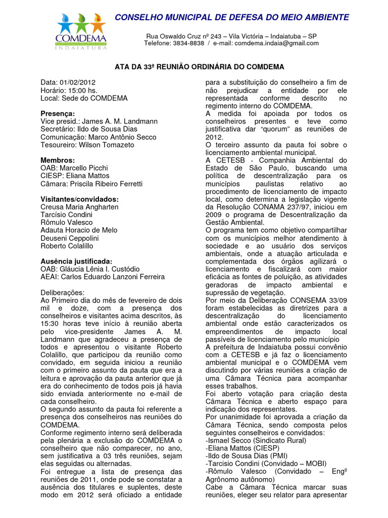 Ata - 33 3 | PDF | Desperdício