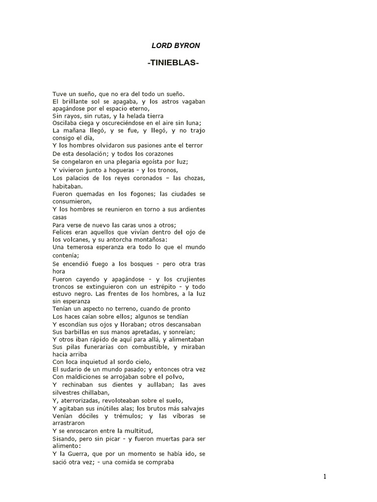 Lord Byron - Tinieblas | PDF