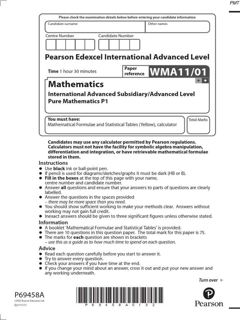 Pure Mathematics P1 Exam Guide | PDF | Mathematics | Equations