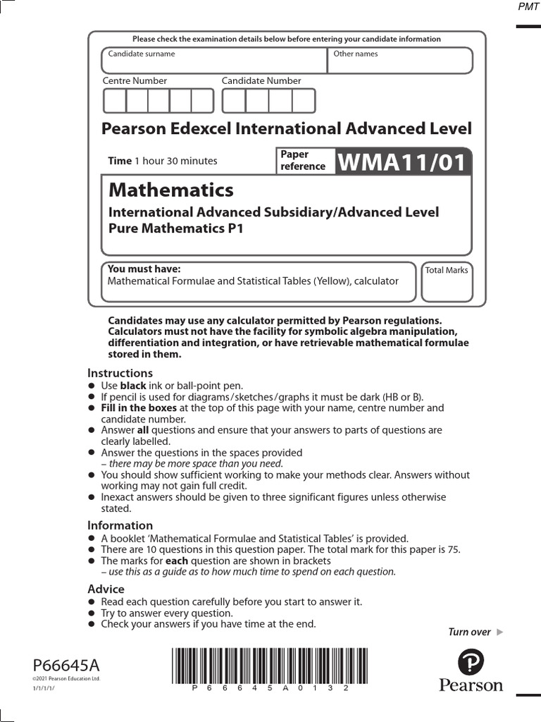 Oct P1 2021 | PDF | Equations | Mathematics