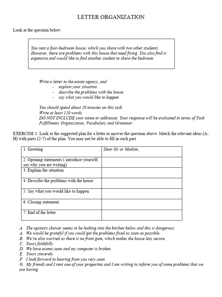 B1 - Student - LETTER ORGANIZATION | PDF