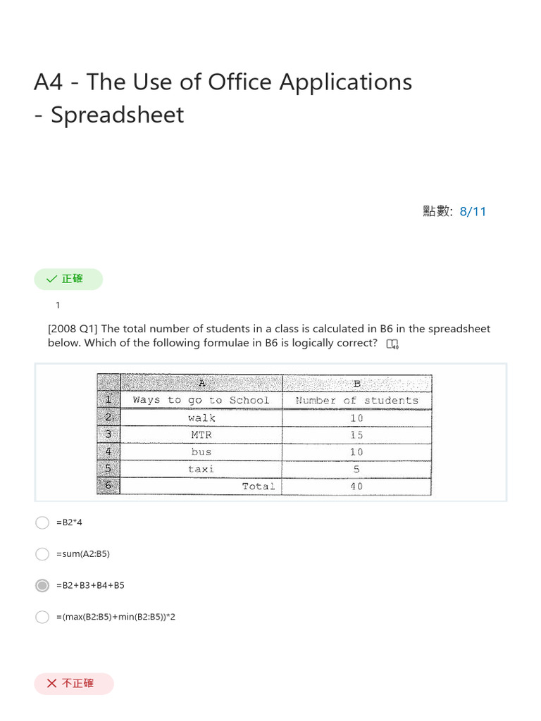 A4 - The Use of Office Applications - Spreadsheet | PDF