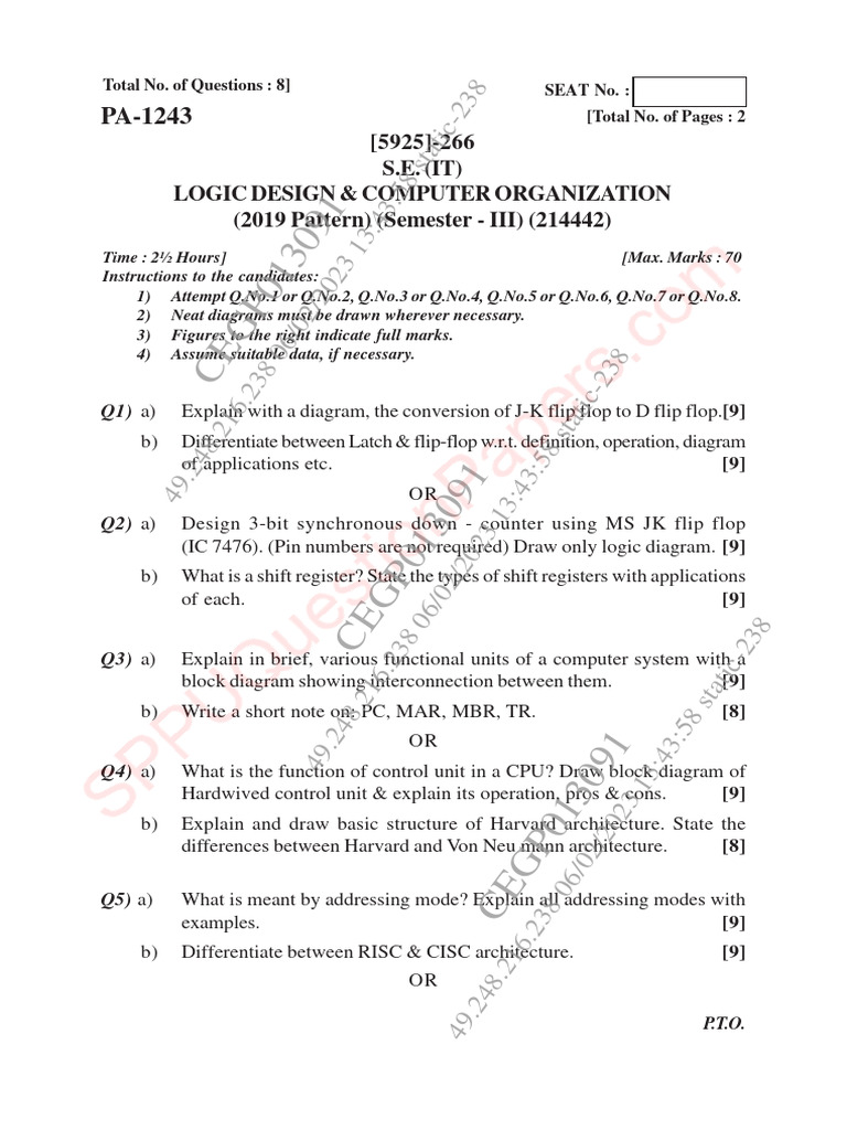Be - Information Technology Engineering - Semester 3 - 2022 - November - Logic Design and ...