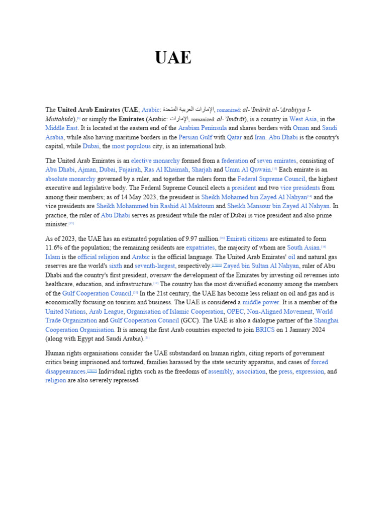 UAE Document | PDF | United Arab Emirates | Western Asia