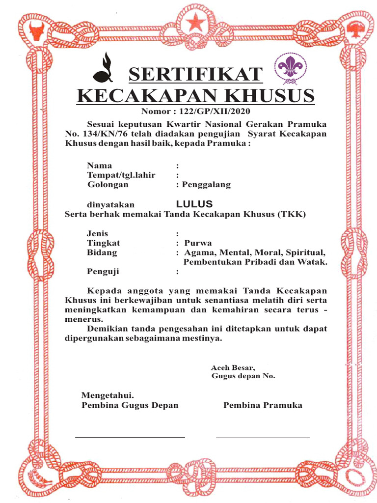 Sertifikat TKK | PDF