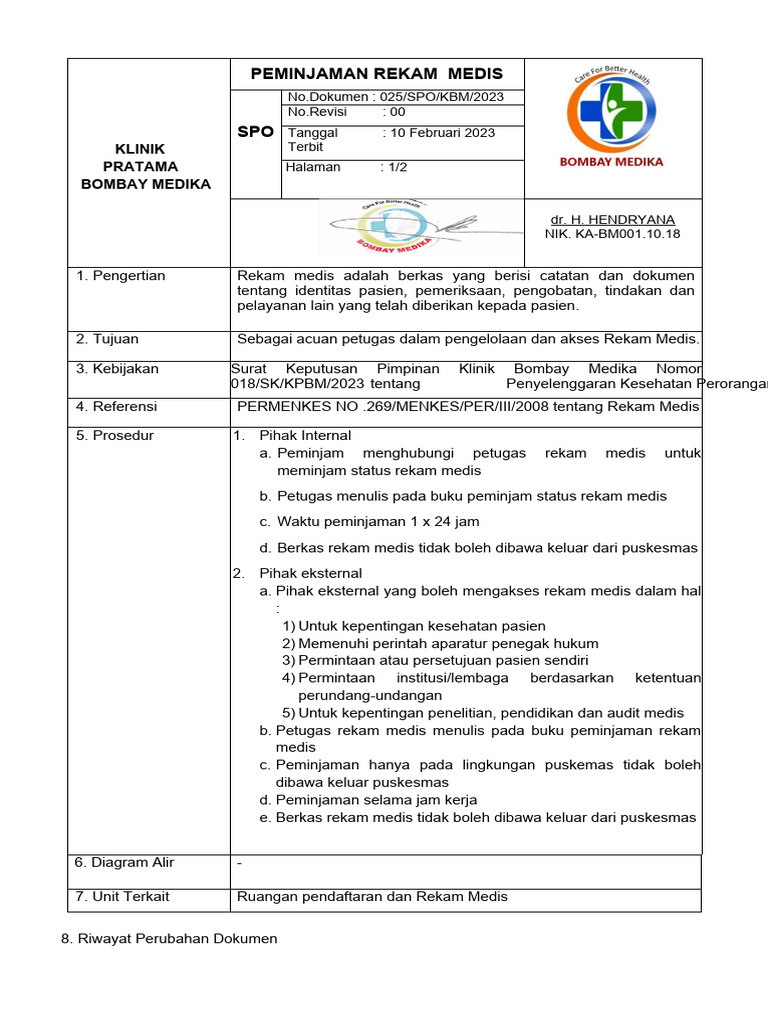 Spo Peminjaman Rekam Medis | PDF