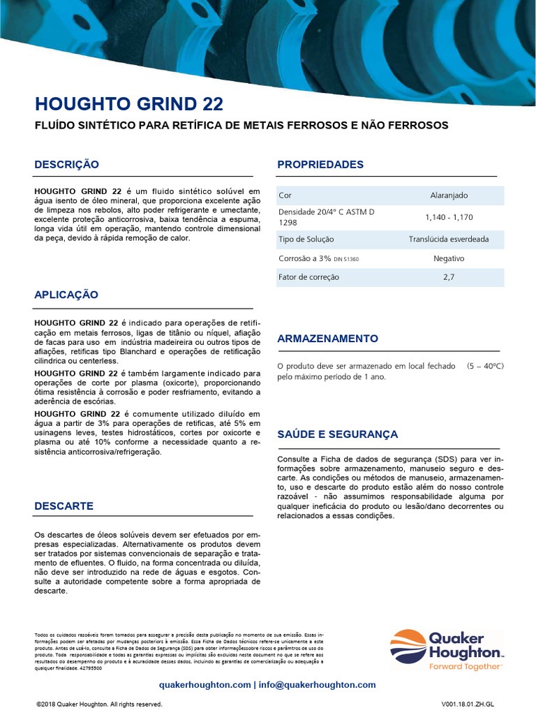 Boletim Tecnico Houghto Grind 22 8b4f83d22b | PDF