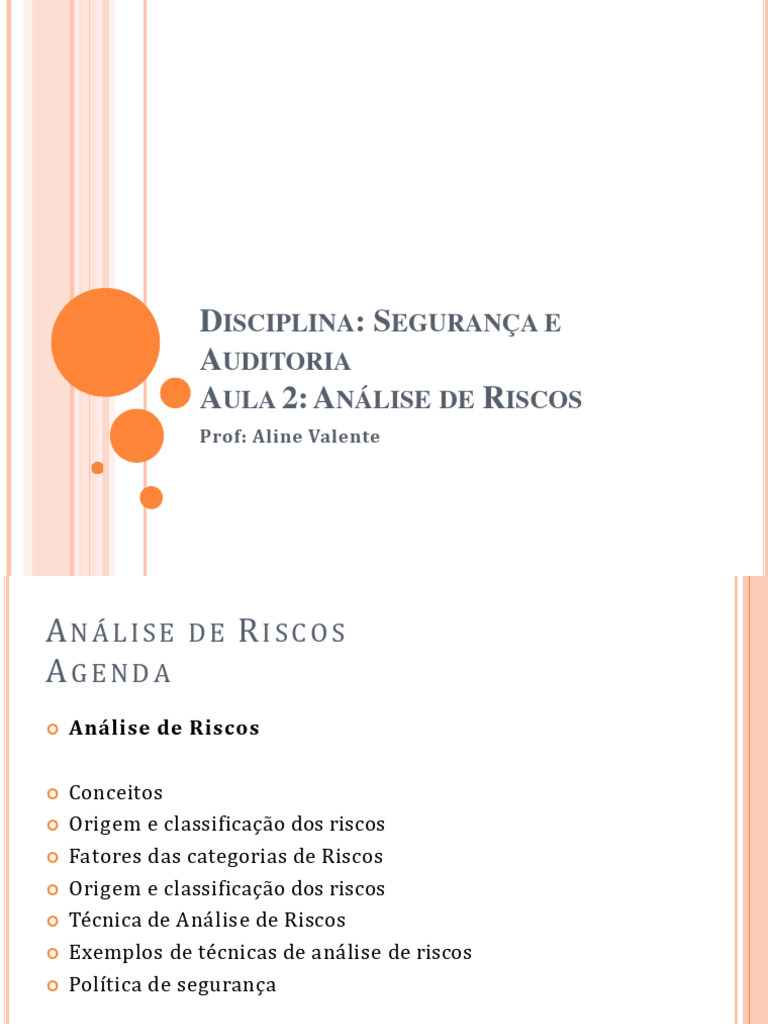 Aula 2 - Análise de Riscos - Tecnicas | PDF | Segurança da informação ...