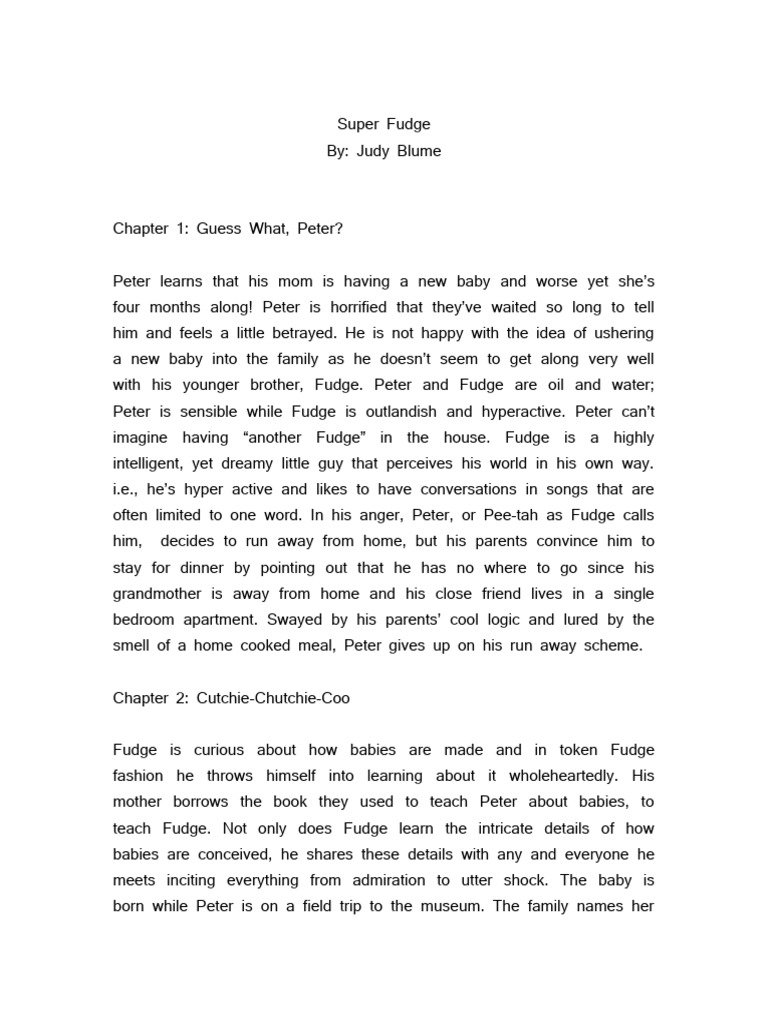 Super Fudge by - Judy Blume | PDF