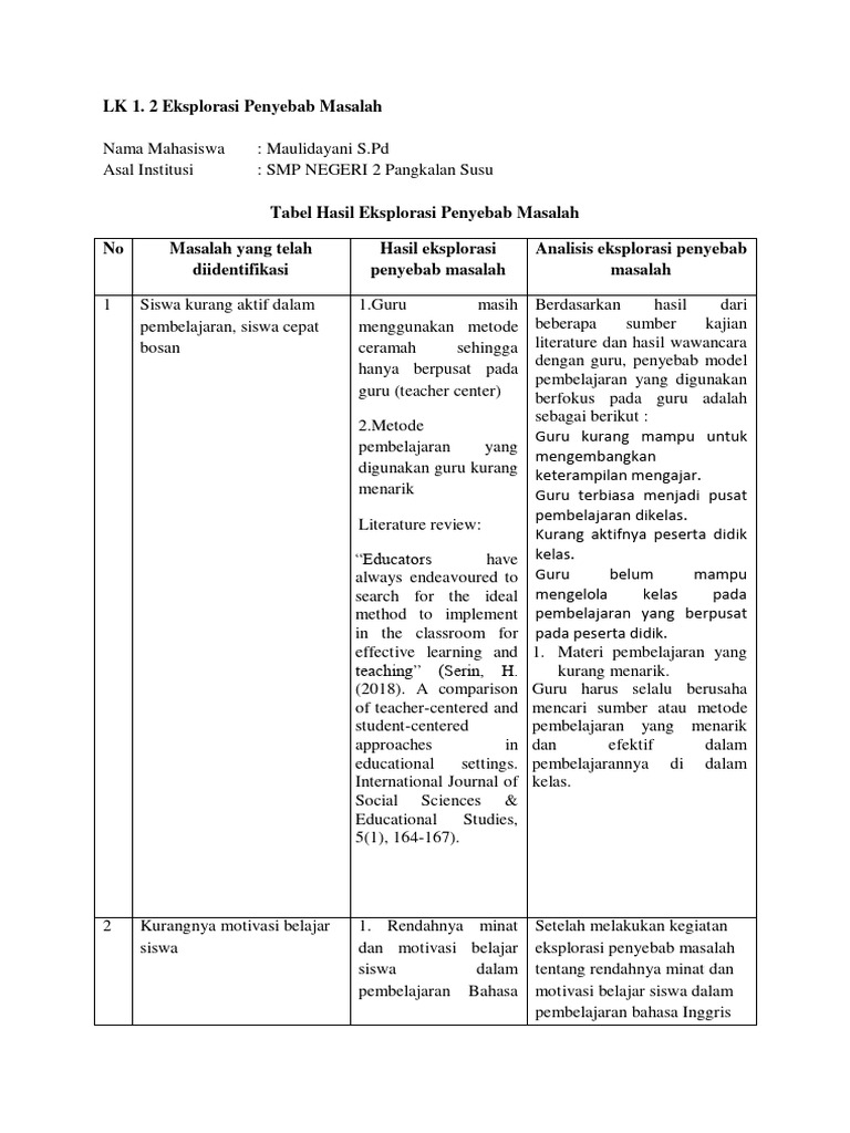 Eksplorasi Penyebab Masalah New | PDF
