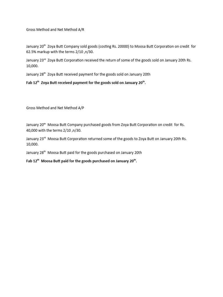 Gross Method and Net Method | PDF