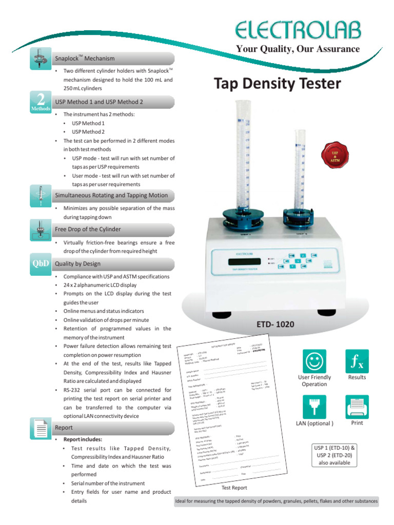 Tap Density Tester - 1 | PDF