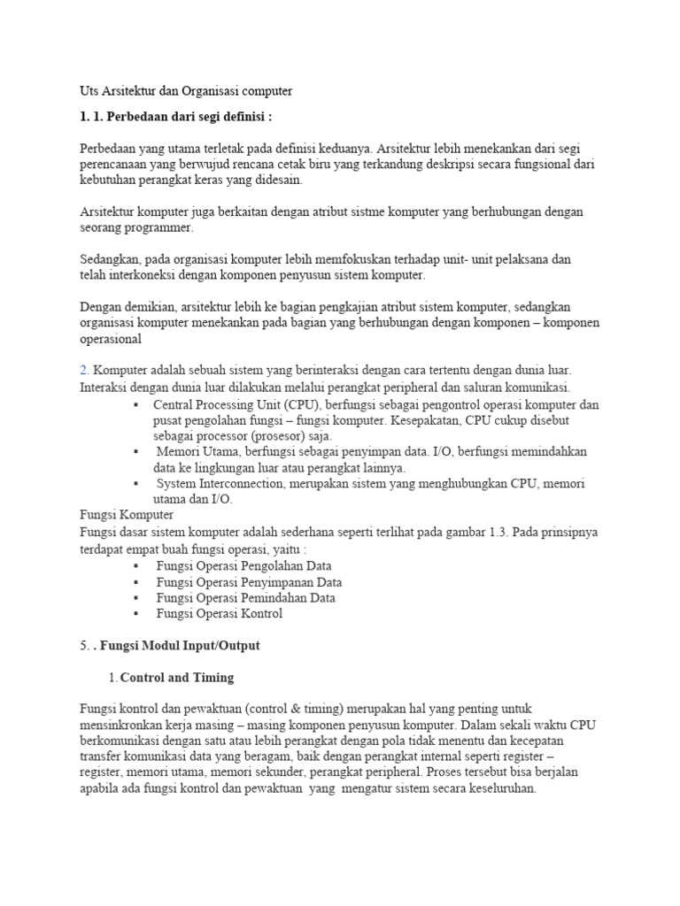 Uts Arsitektur Dan Organisasi Computer | PDF | Komputer | Teknologi & Rekayasa