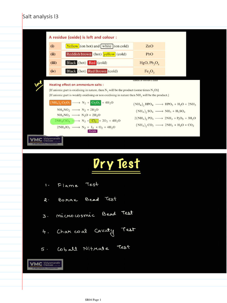 Salt Analysis l3 | PDF