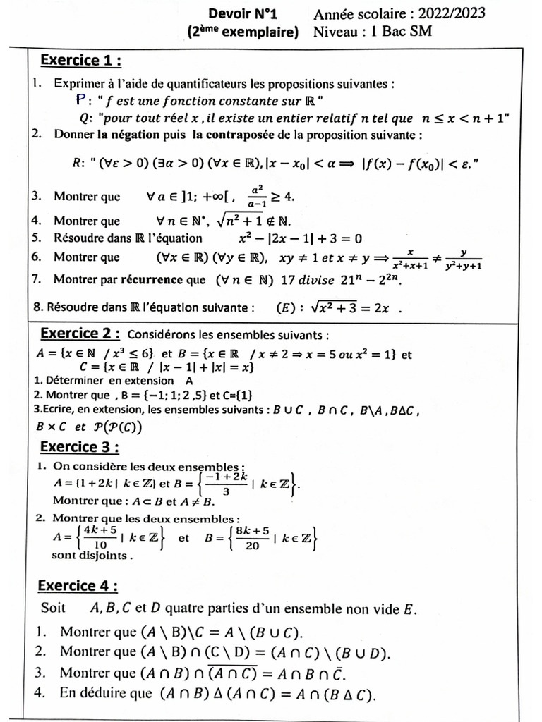 Devoir n1 Correction | PDF