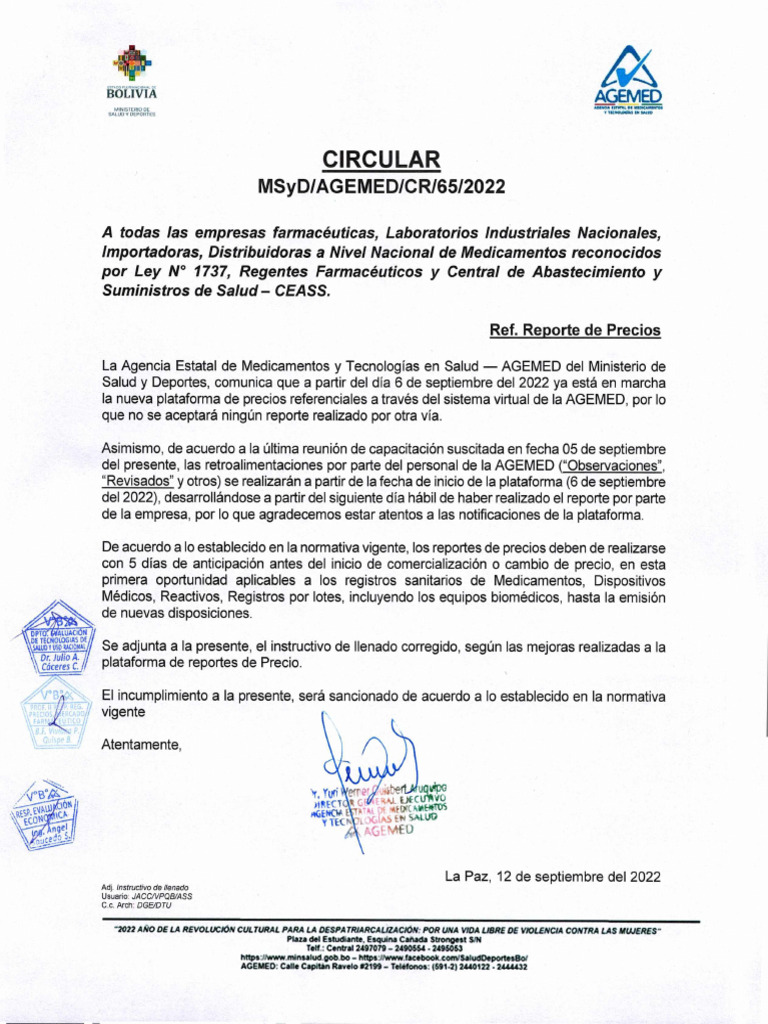 CIRCULAR-65-2022 Reporte Precios | PDF | Farmacia | Cuidado de la salud