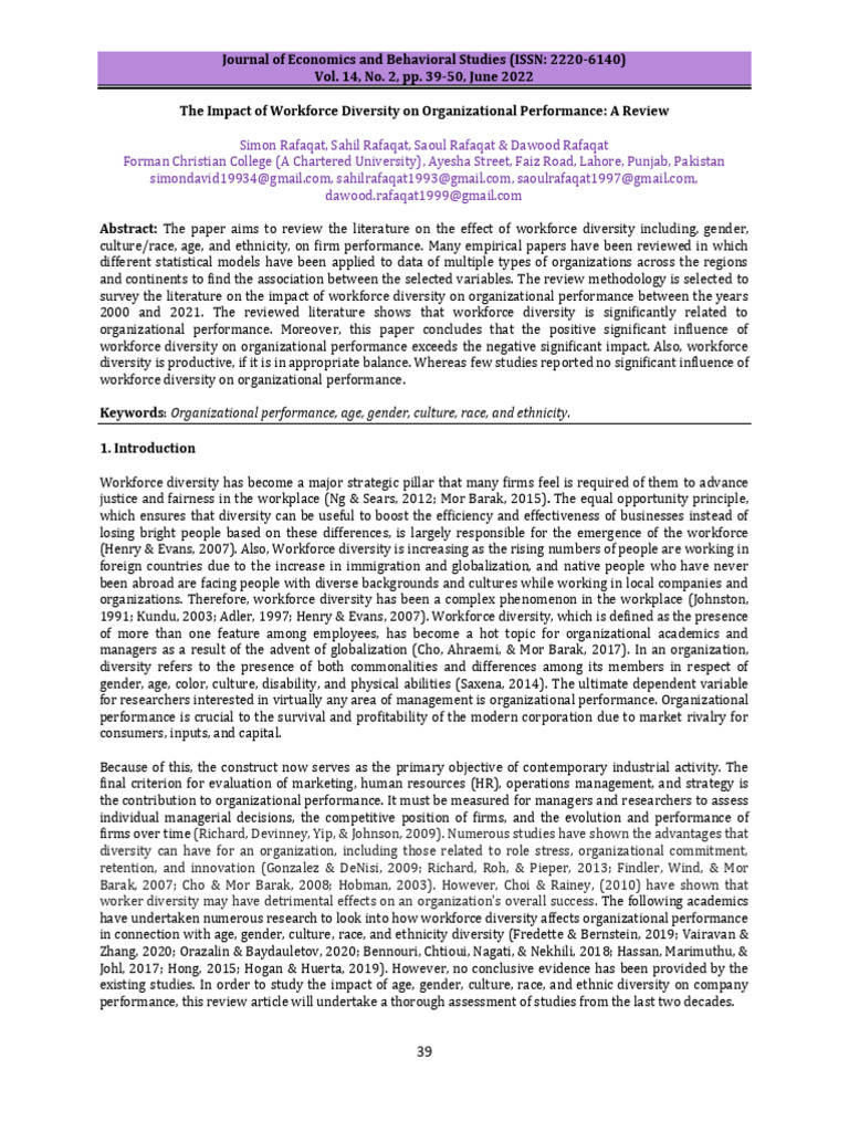Workforce Diversity & Performance Impact | PDF | Employment | Race ...