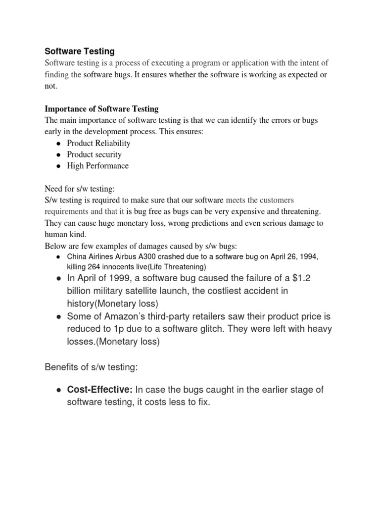 Software Testing Doc 1 | PDF