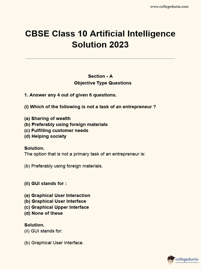 CBSE Class 10 Artificial Intelligence | PDF | Machine Learning ...