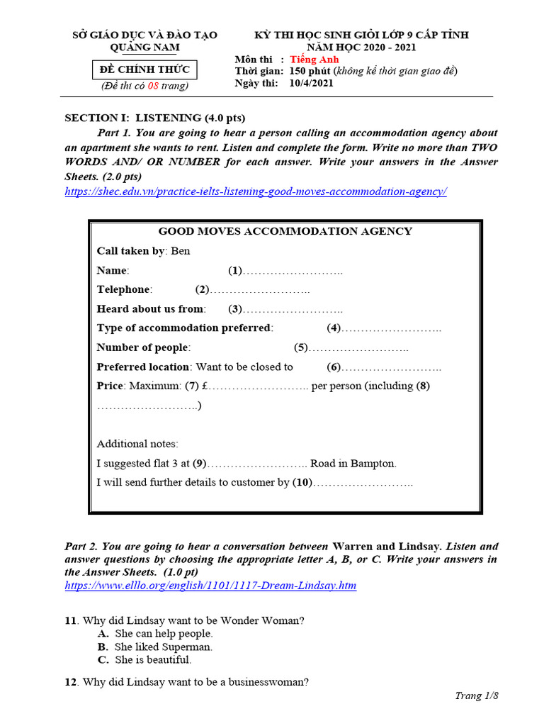 04 de Chinh Thuc HSG 9 - 2021 | PDF