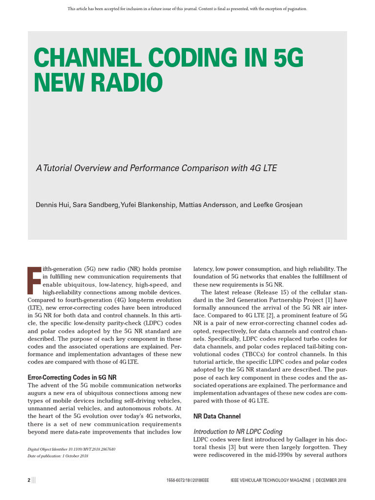 Channel Coding in 5G New Radio | PDF | Low Density Parity Check Code | Matrix (Mathematics)