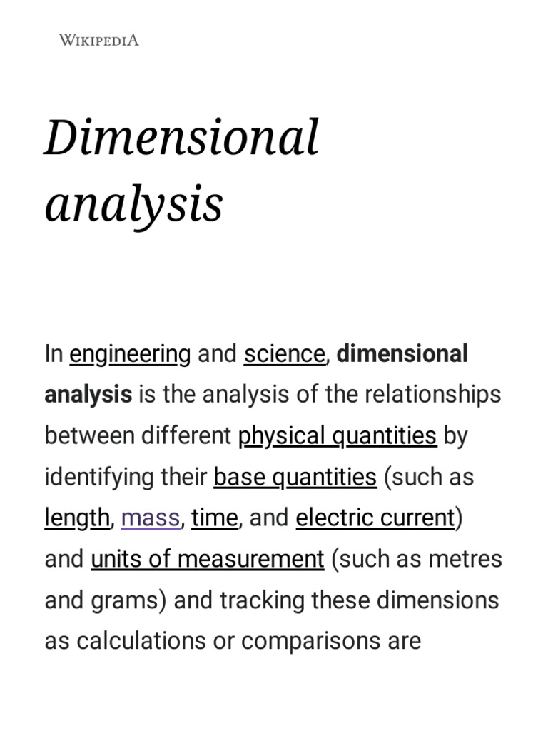 Dimensional Analysis - Wikipedia | PDF | Vector Space | Mathematics