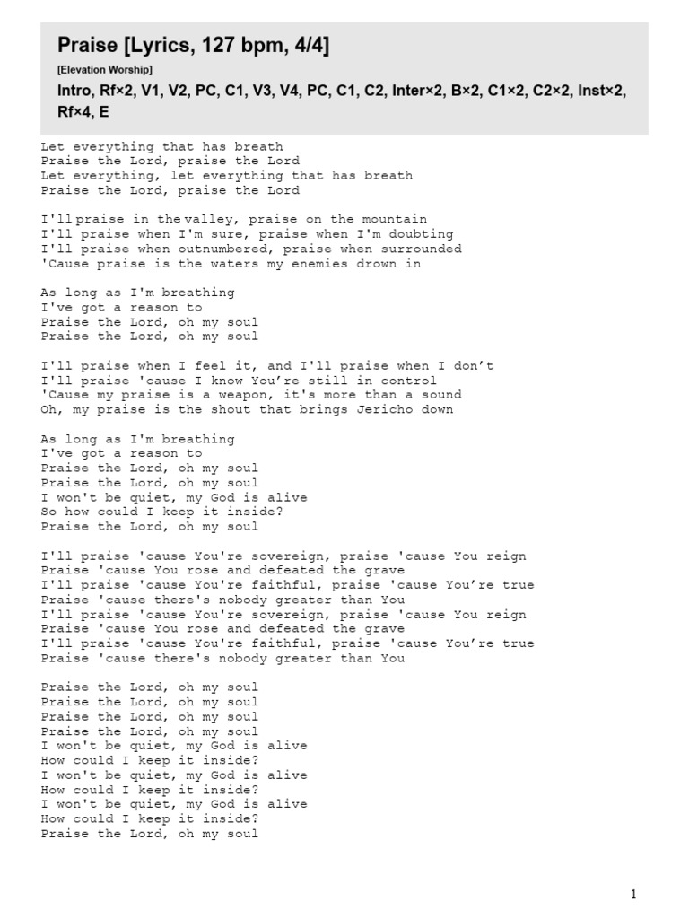 Praise - Lyrics | PDF