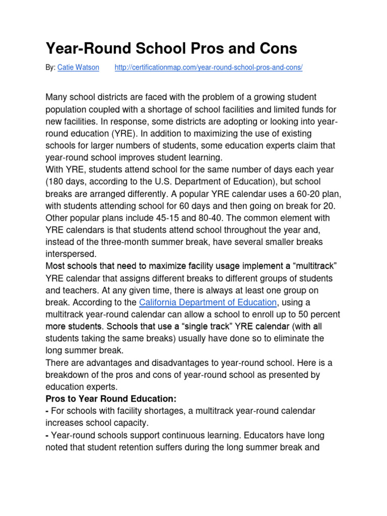 Year Round School Article En-Us | PDF | Schools