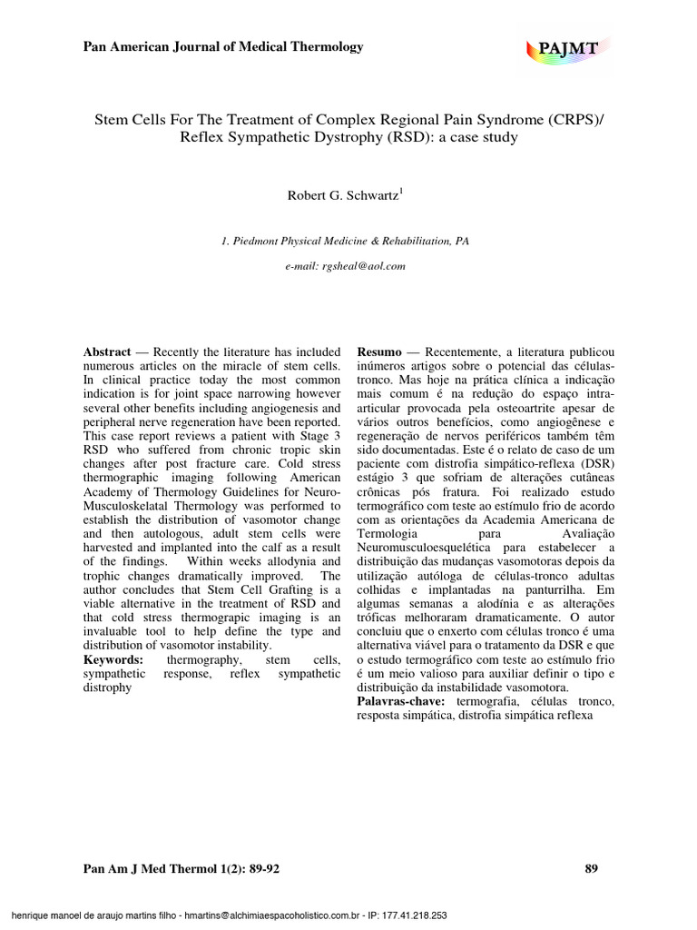13 - Termografia Stem Cells CRPS Schwartz - 2 | PDF | Processos biológicos | Biologia Celular