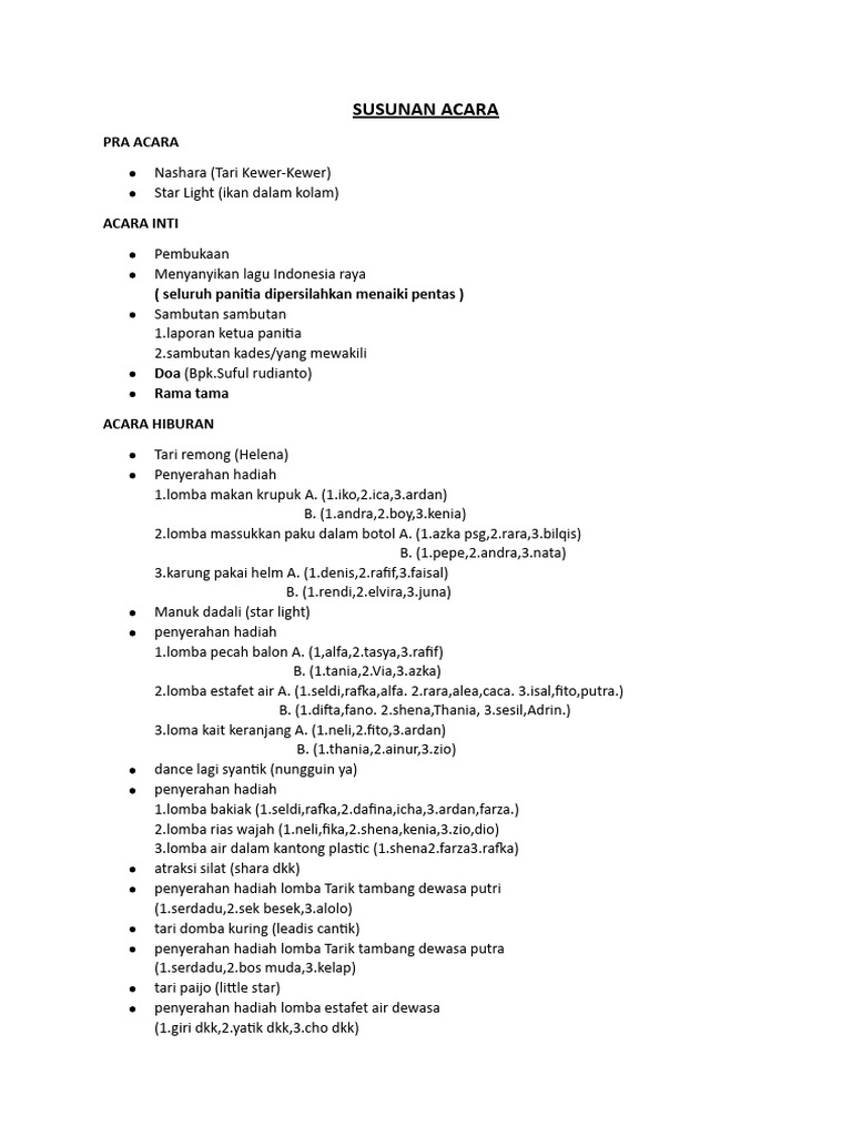 Susunan Acara Syukuran | PDF | Seni