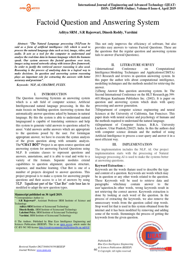 Factoid Question Answering | PDF | Artificial Intelligence ...