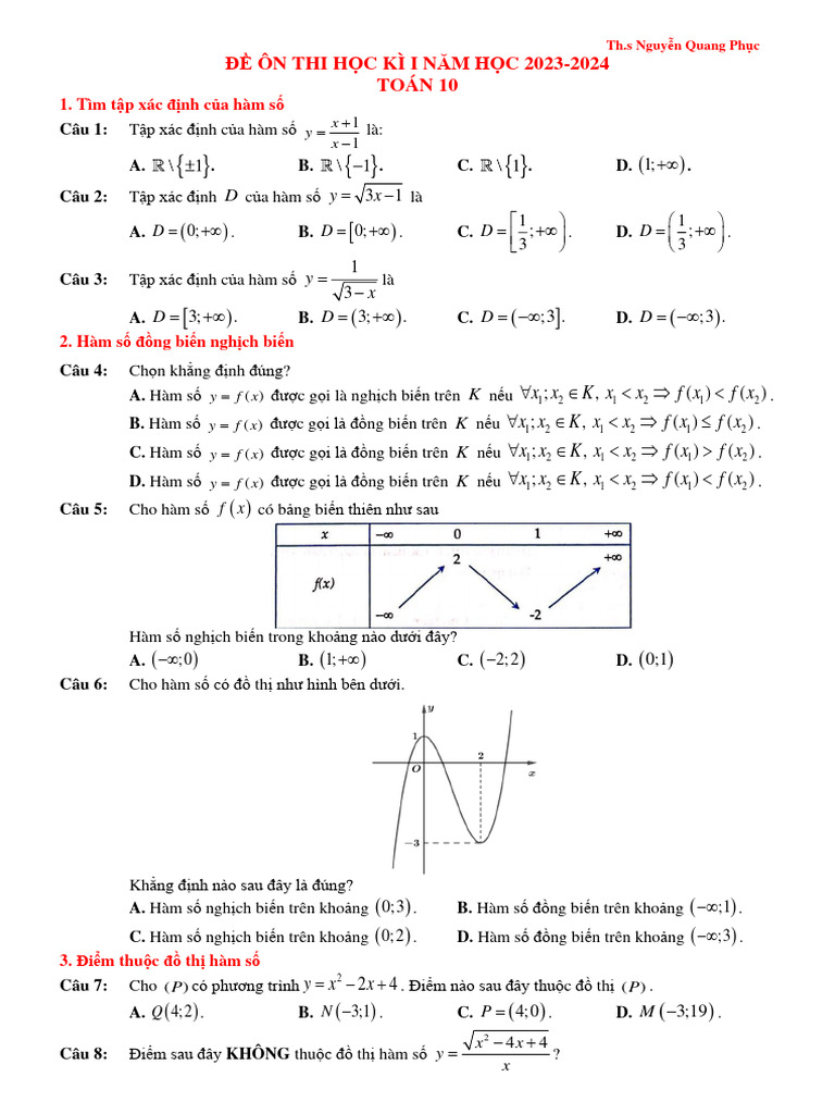 N-THI-HKI-TO - - N-10-2023-2024.pdf; filename= UTF-8''ĐỀ-ÔN-THI-HKI-TOÁN-10-2023-2024 | PDF