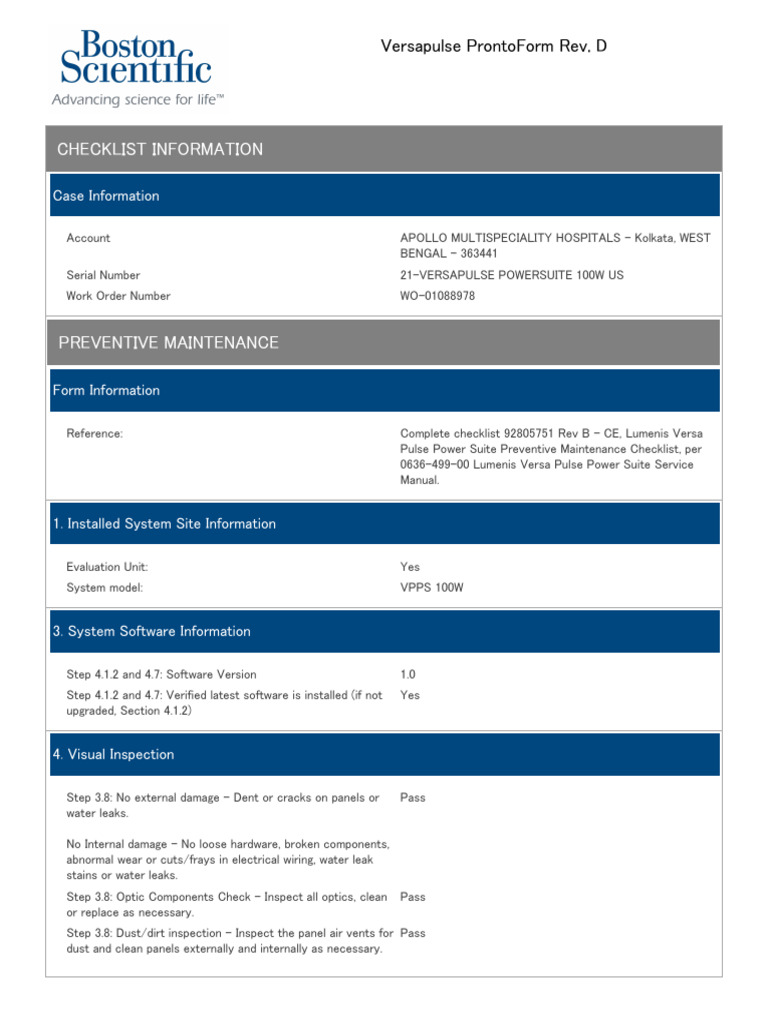 GSMS - Checklist - WO-01088978 - 21-VERSAPULSE POWERSUITE 100W US ...