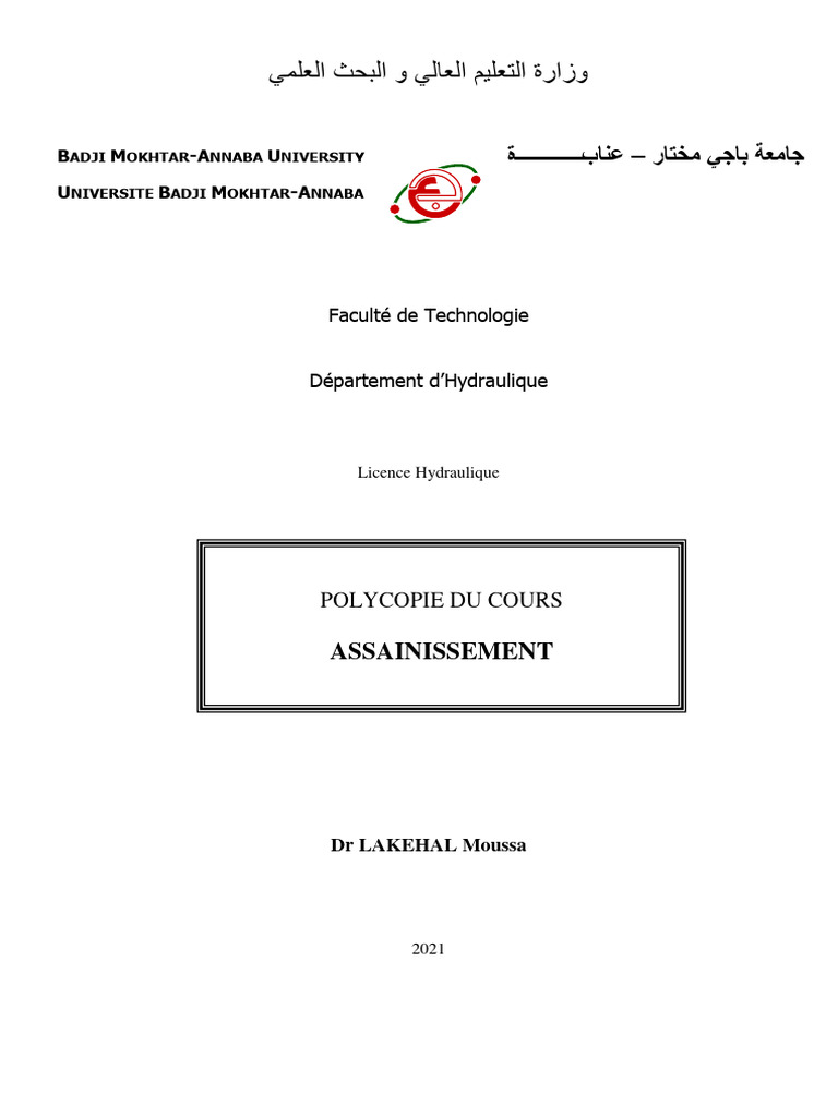 Polycopie Du Cours - Assainissement | PDF