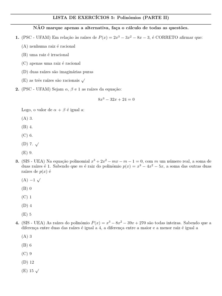 LISTA DE EXERCÍCIOs | PDF | Álgebra abstrata | Aritmética