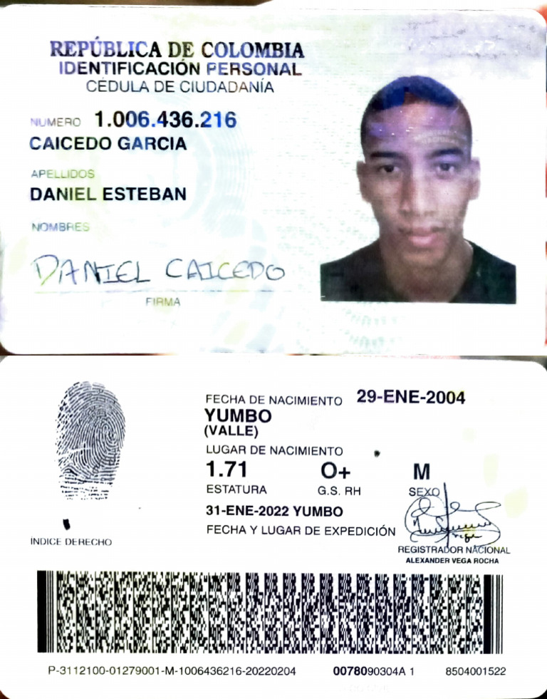 Cédula Daniel Caicedo | PDF Cédula Daniel Caicedo | PDF