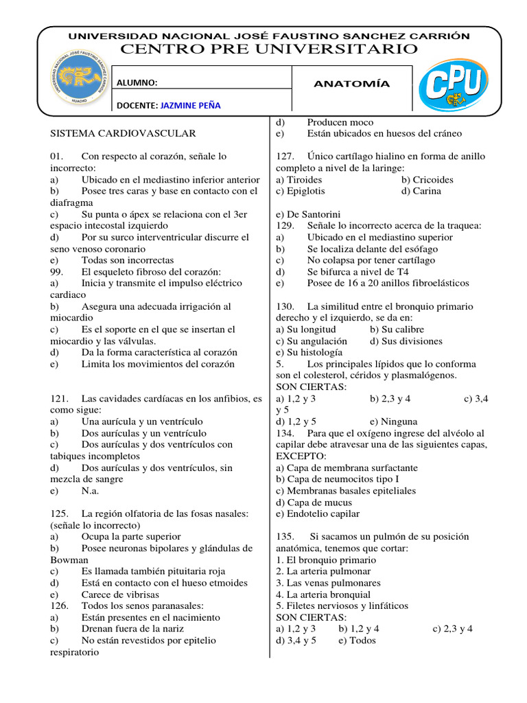 Anatomía Repaso Cpu | PDF | Corazón | Epitelio