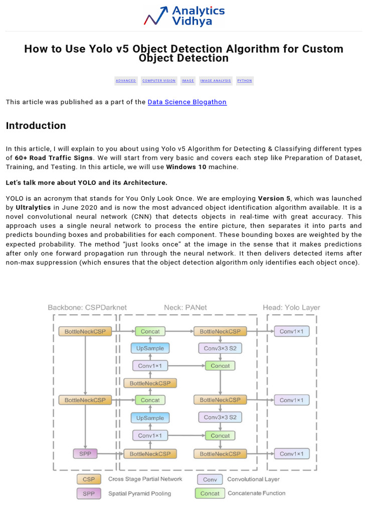 How To Use Yolo v5 Object Detection Algorithm For Custom Object Detection An Example Use Case | PDF