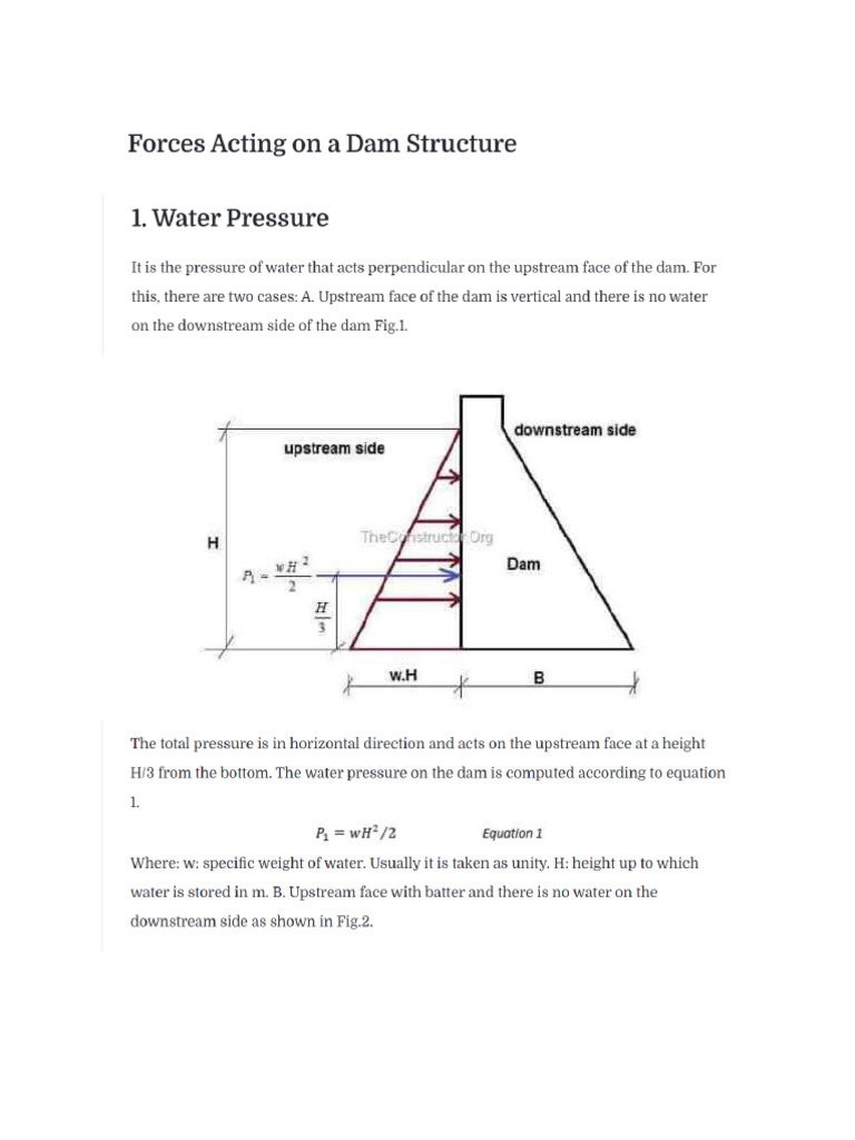 Forces Acting On Dams | PDF
