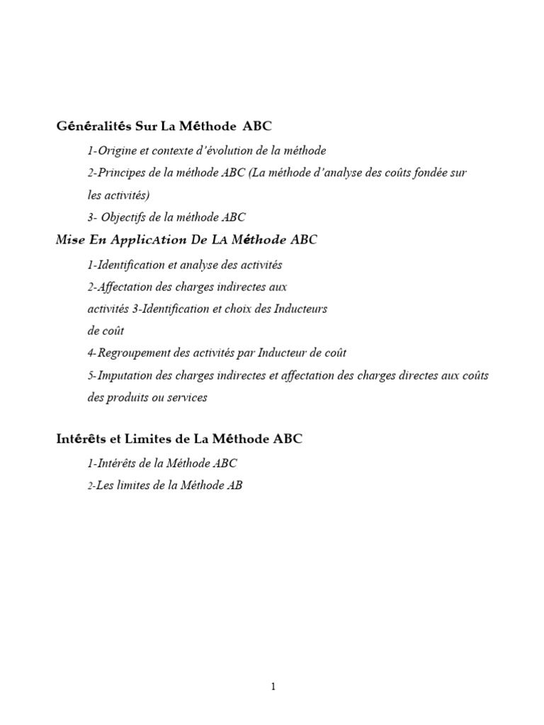 Méthode ABC : Principes et Applications | PDF | Business | Comptabilité