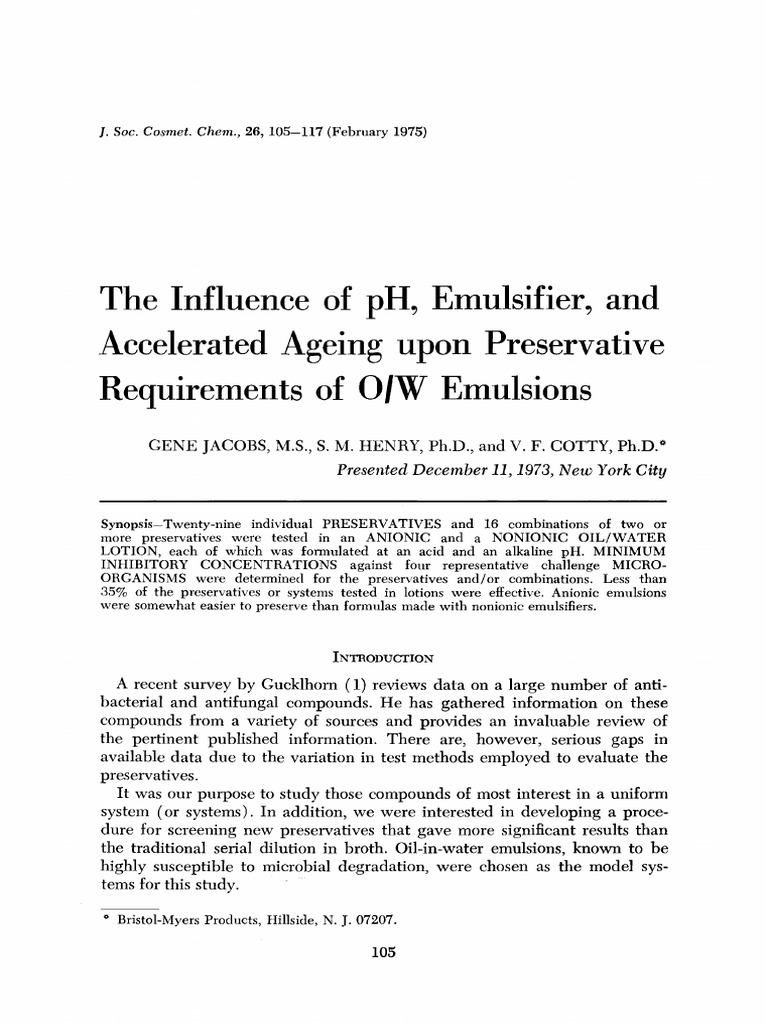 The Influence of PH, Emulsifier, And: Requirements of OIW Emulsions | PDF