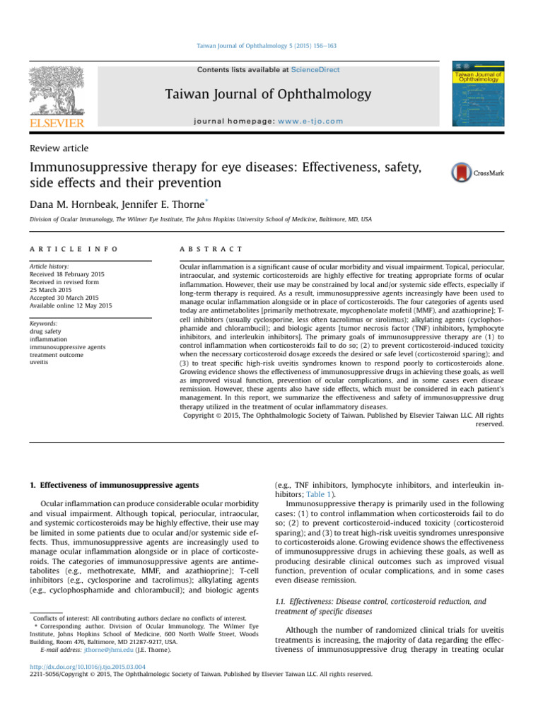 2015-Hornbeak et al-Immunosuppressive therapy and uveitis | PDF | Medical Treatments | Epidemiology