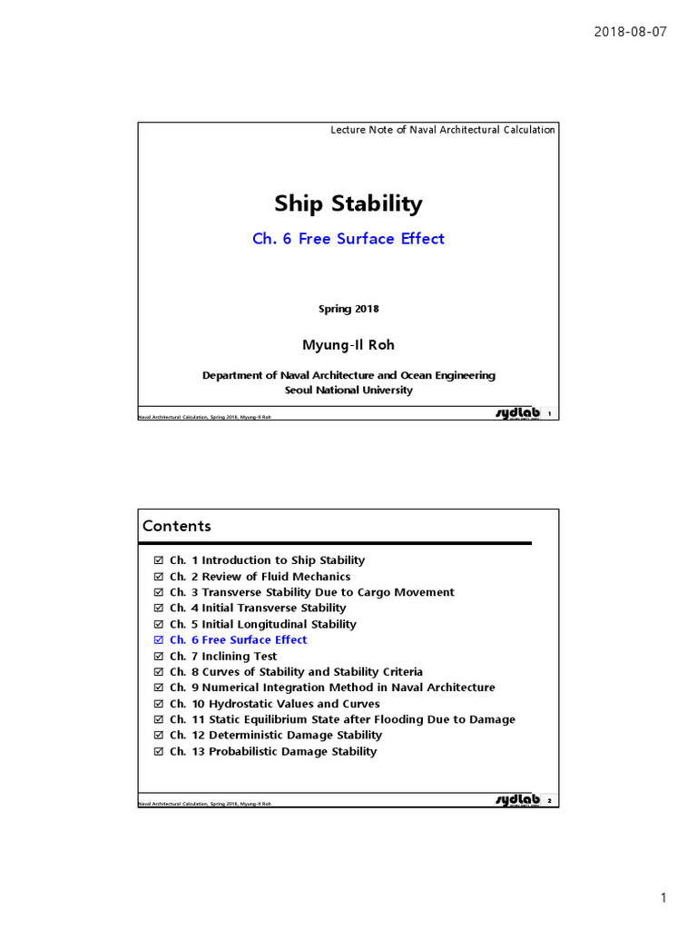 Free Surface Effect in Ship Stability | PDF | Naval Architecture | Buoyancy