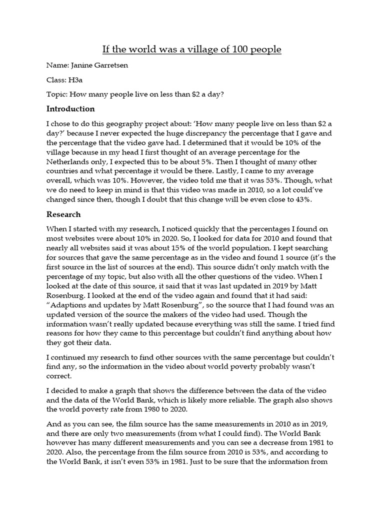 If The World Was A Village of A 100 People | PDF